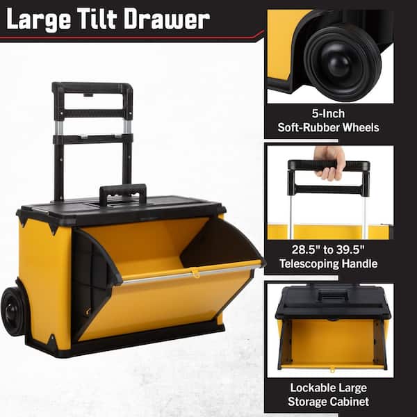 Stalwart Portable Toolbox with Wheels Stackable - Tool Chest with ...