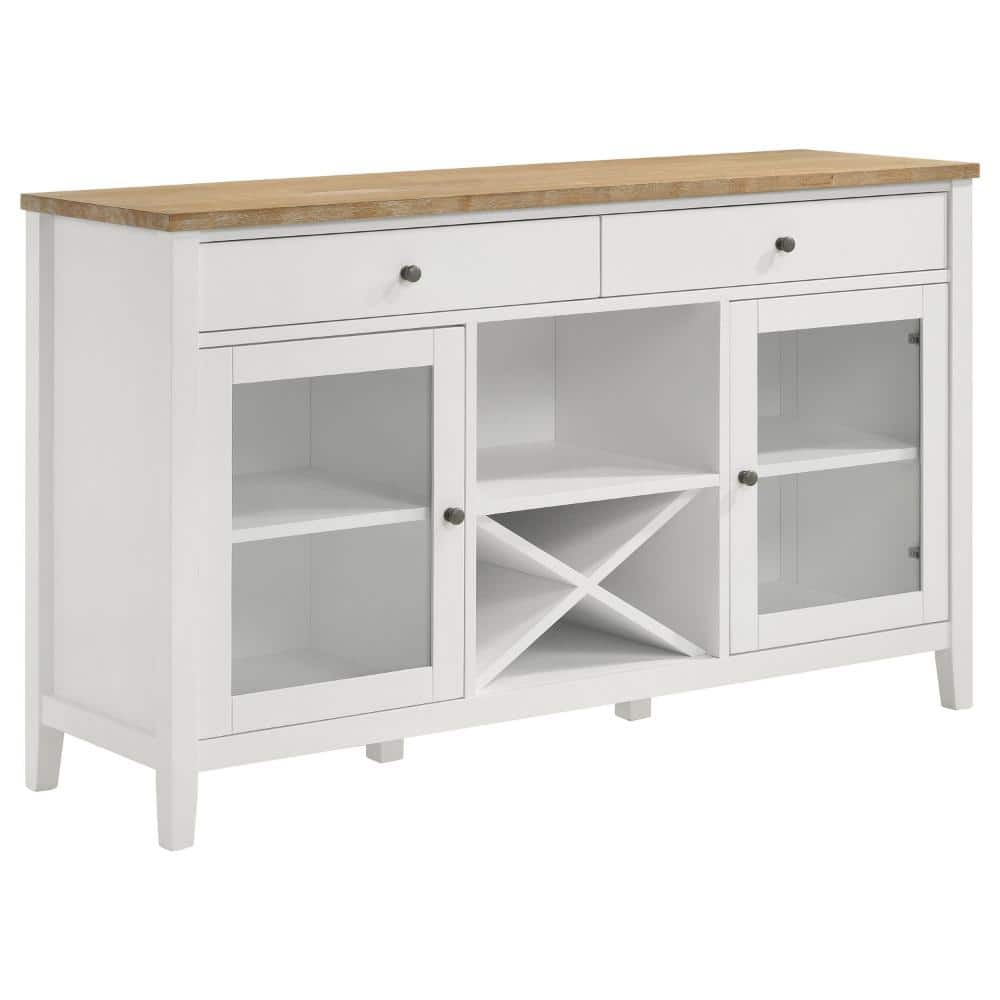 Benjara Hoa White and Brown Wood 59 in. Dining Console Sideboard ...