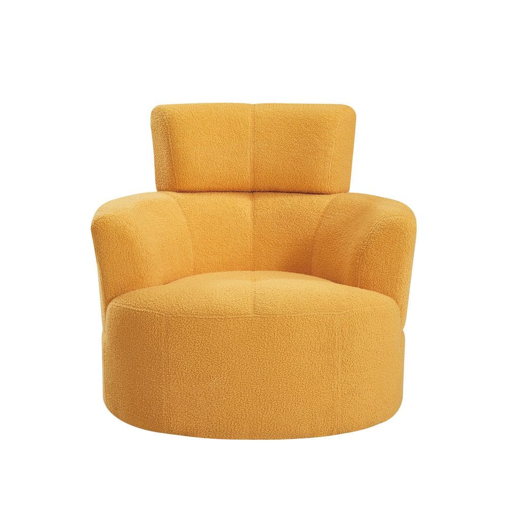 Qualler 360° Swivel Yellow Barrel Chair with Adjustable Headrest ...
