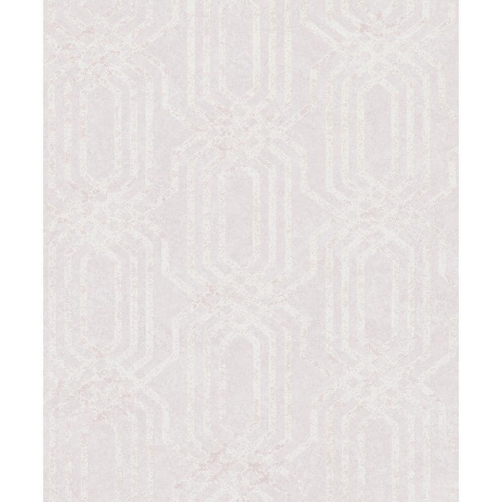 Hotel Collection Pink Embossed Geometric Trellis Glitter Finish Non-Pasted Non-Woven Wallpaper ...