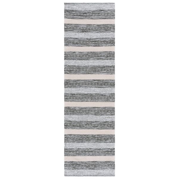 SAFAVIEH Montauk 2 ft. x 8 ft. Green/Ivory Modern Striped Runner Rug ...