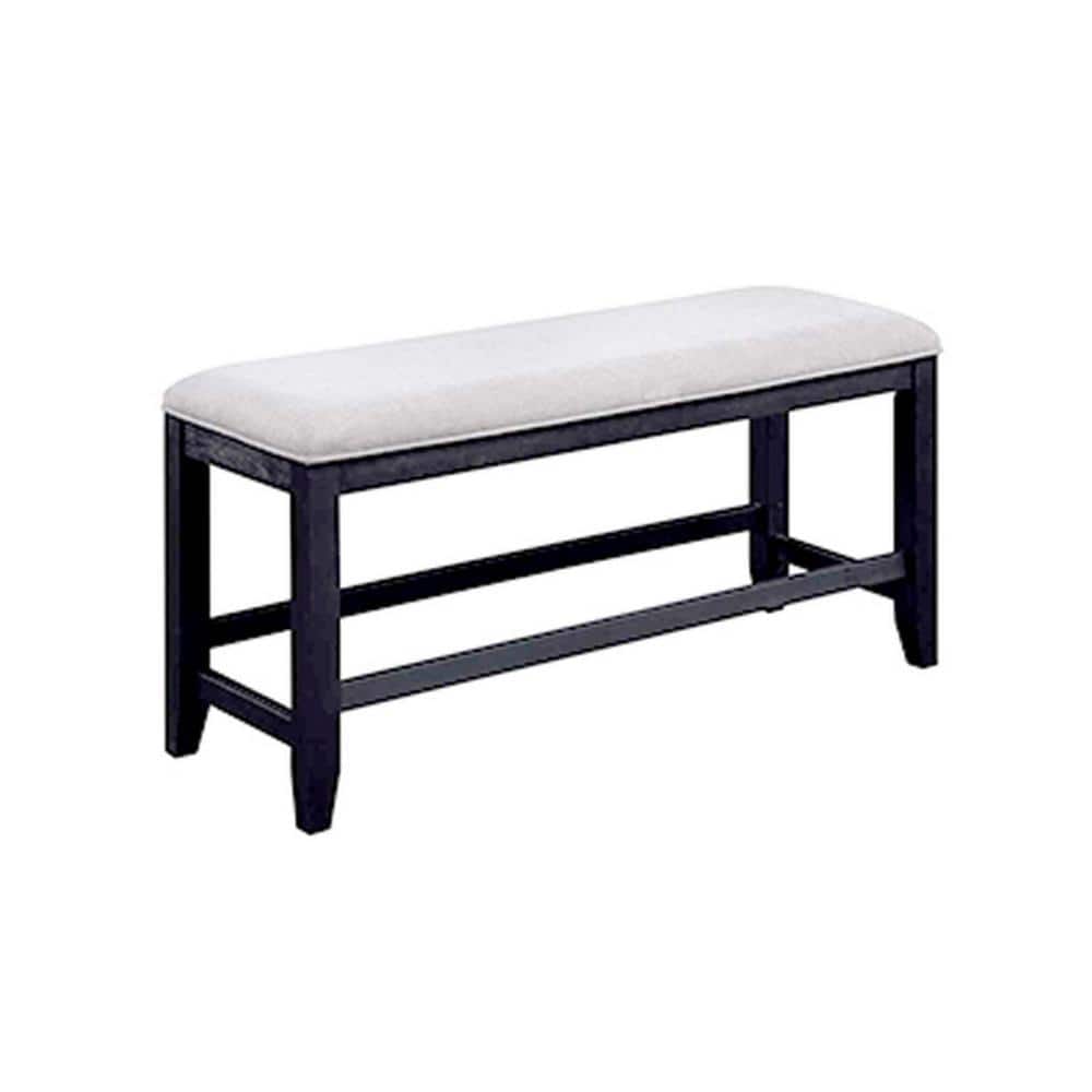 Benjara Black and White 48 in. Backless Counter Height Bedroom Bench ...