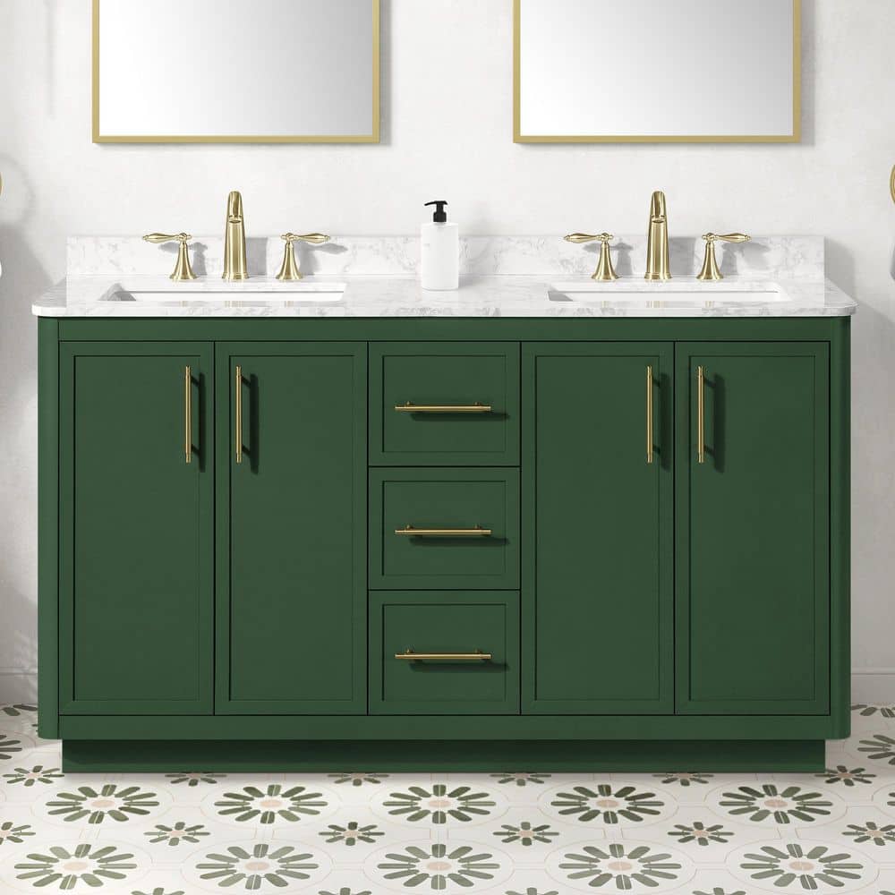 Home Decorators Collection Tamsin 60 in. Double Sink Forest Green Bath ...