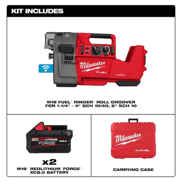 Milwaukee M18 FUEL RINGER Roll Groover For 1-1/4 in - 4 In. Sch 10/40 ...