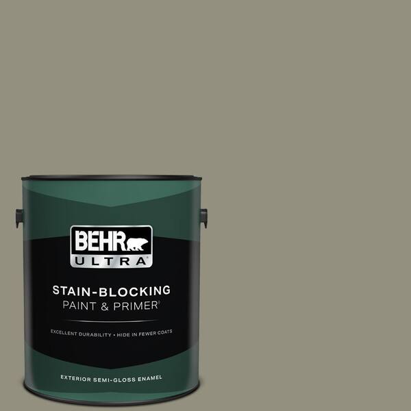 BEHR ULTRA 1 gal. #N350-5 Muted Sage Semi-Gloss Enamel Exterior Paint ...