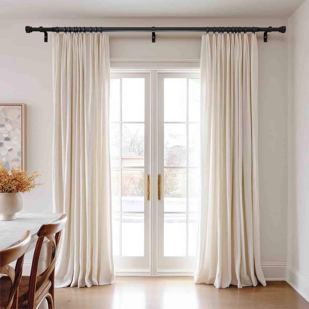 ZESTLIBI 16 in. - 144 in. Adjustable 1 in. Single Curtain Rod in Black ...