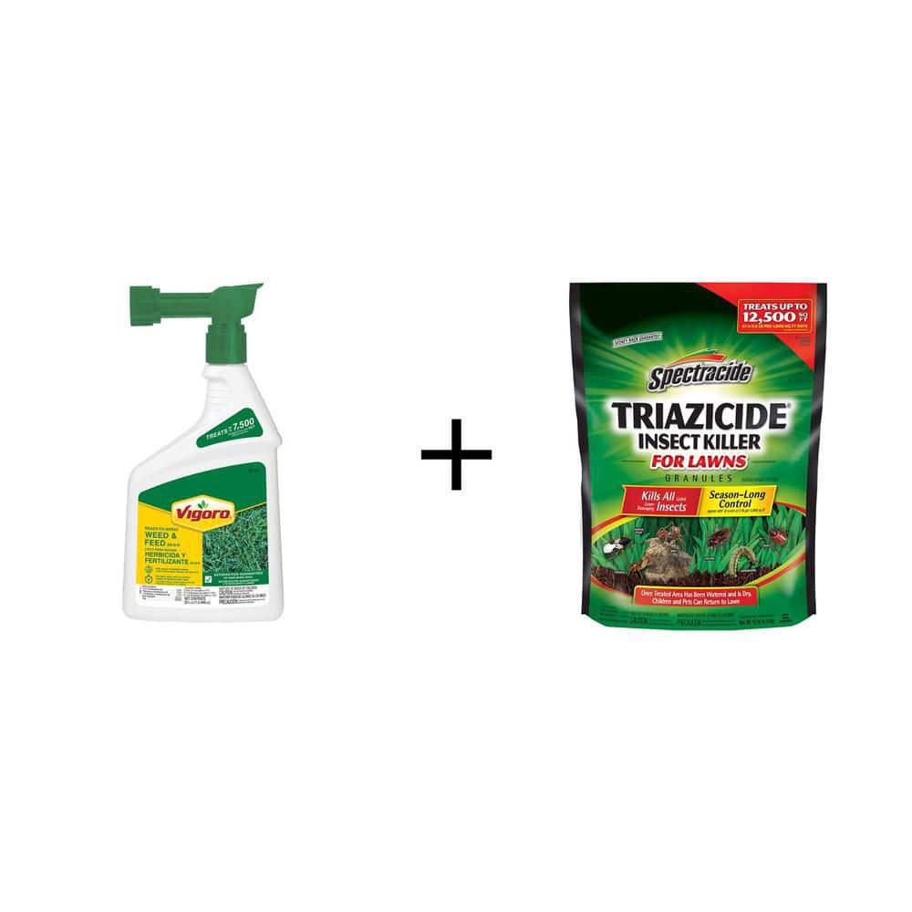 32 oz. Weed and Feed 7,500 sq. ft. and 10 lb. Triazicide Lawn Insect ...