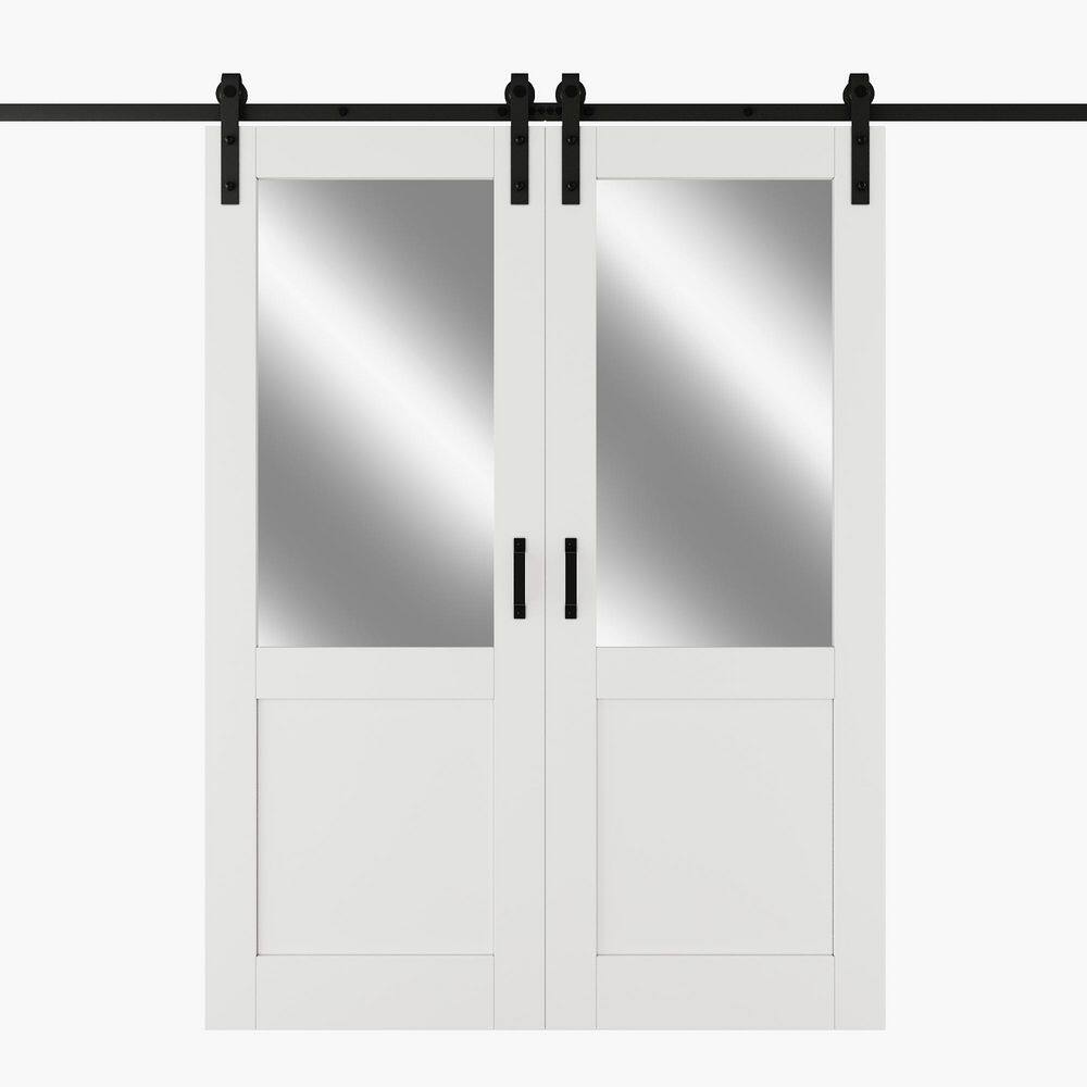 ARK DESIGN 48 in. x 80 in. 1/2-Lite Mirrored Glass White Primed Glass ...
