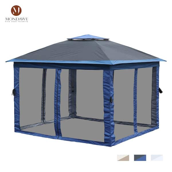 Mondawe Ventilated Double Layer Top 10 ft. x 10 ft. Blue Outdoor Steel ...