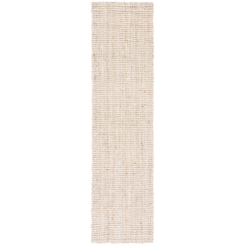 SAFAVIEH Natural Bleach/Ivory Fiber 2 ft. x 13 ft. Woven Border Runner ...