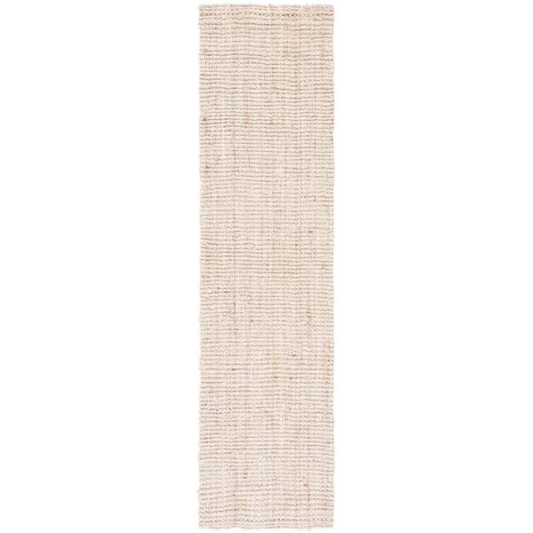 SAFAVIEH Natural Bleach/Ivory Fiber 2 ft. x 5 ft. Woven Border Runner ...