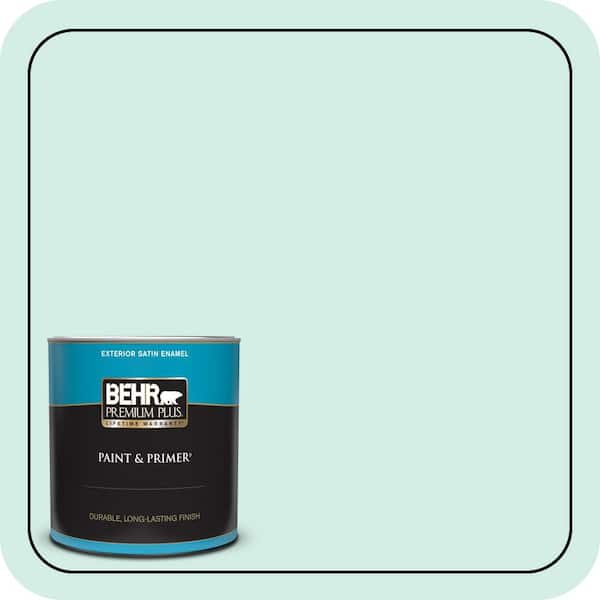 BEHR PREMIUM PLUS 1 qt. #490C-2 Adriatic Mist Satin Enamel Exterior ...