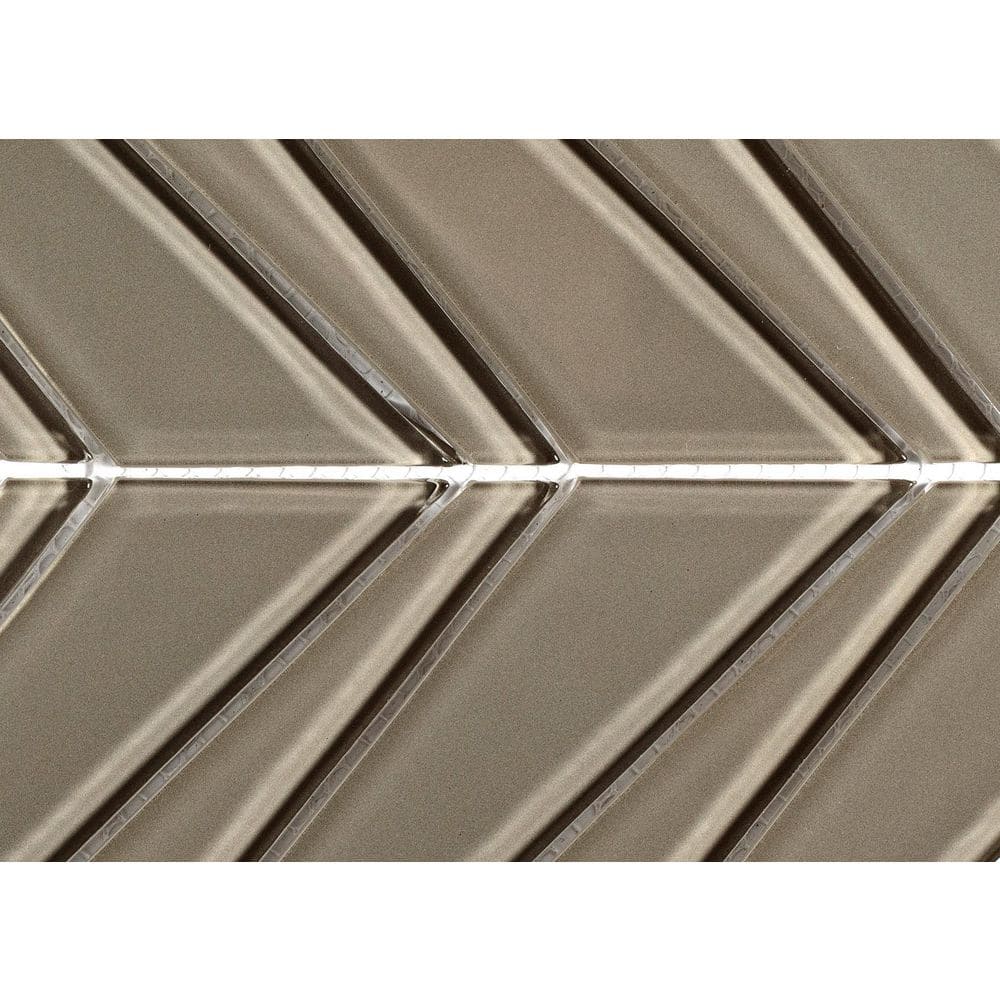 CRUZ BAY STUDIO Palms Smoke Gloss 4 in. x 6 in. Geometric Glass Mosaic ...