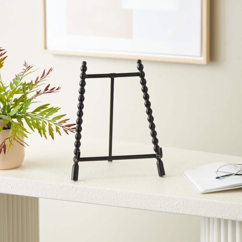 Litton Lane Black Metal Wide Abstract Easel 047202 - The Home Depot