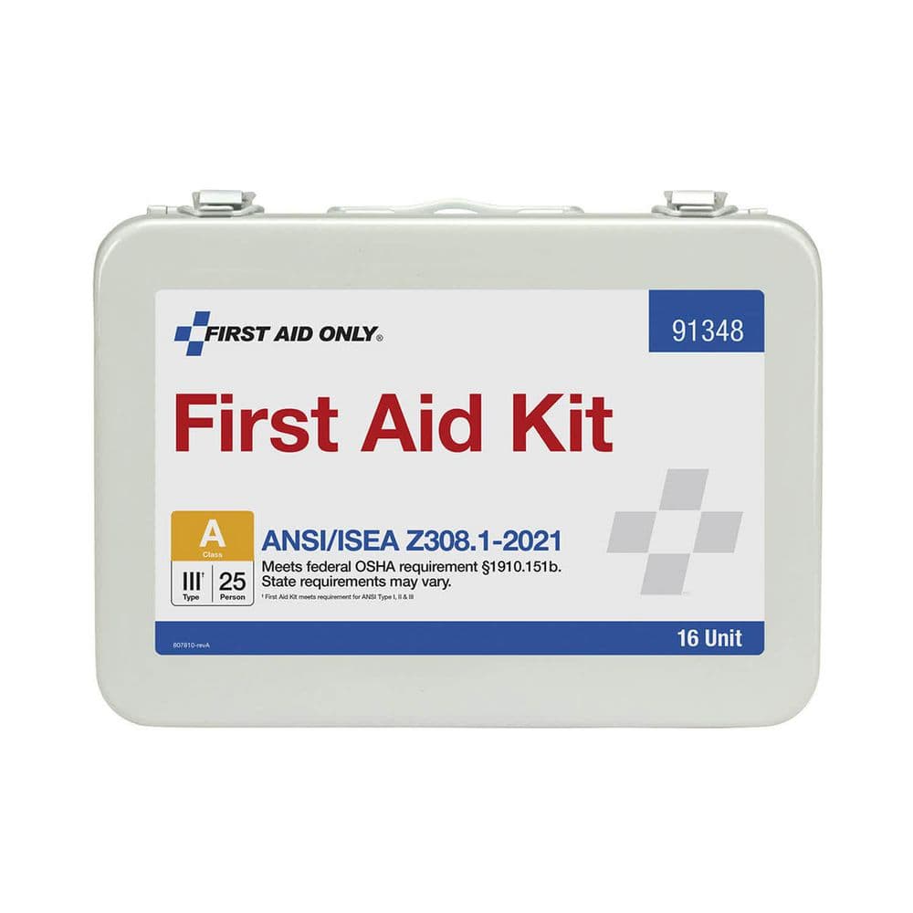 First Aid Only 25-Person 2021 ANSI A 16-Unit Metal First Aid Kit, 83 ...