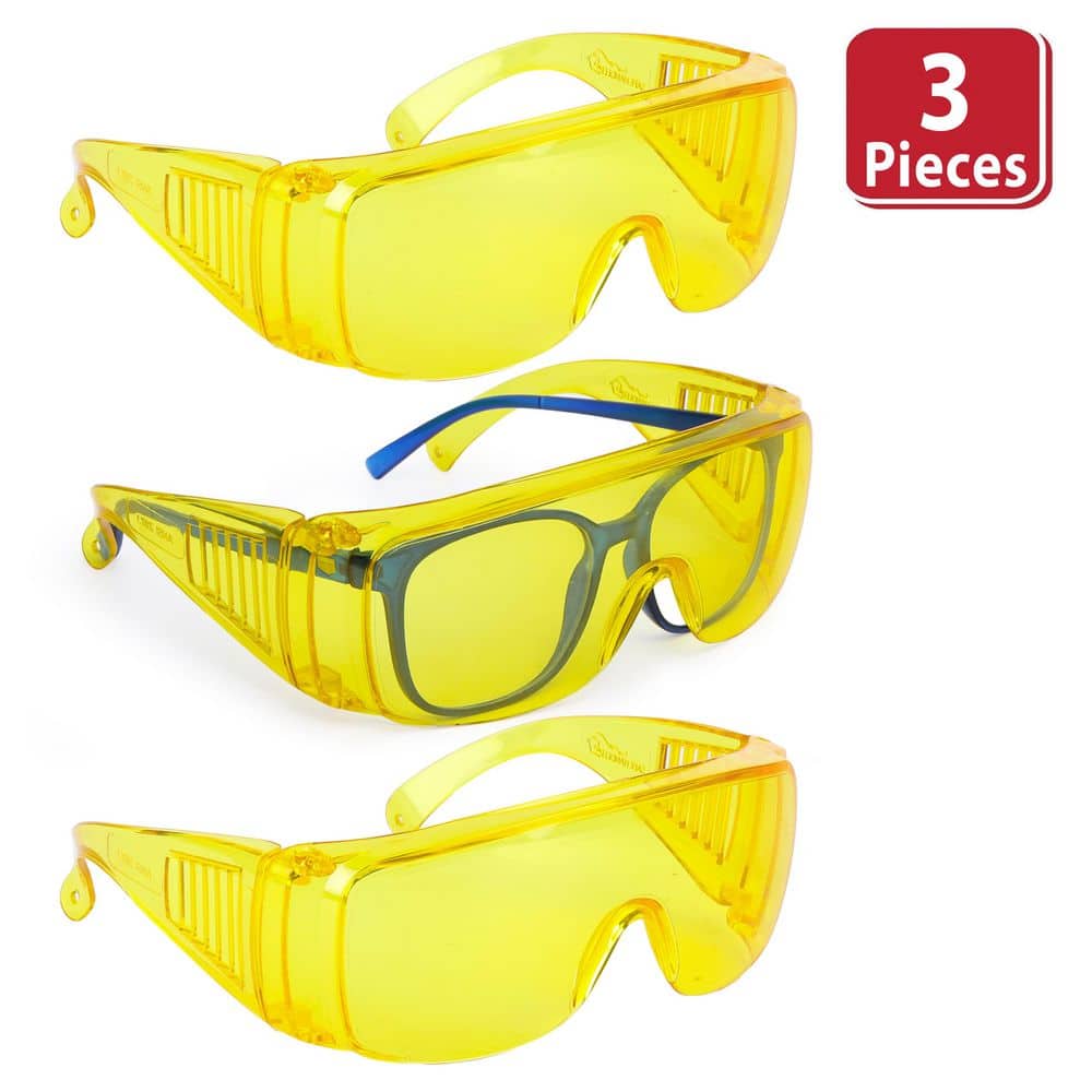 BISON LIFE Diamont Vented Over Glasses, Anti-Scratch, Amber (3-Pairs ...