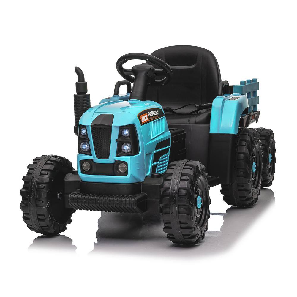 PHNHOLUN 12-Volt Battery Powered Electric Tractor Toy with Trailer ...