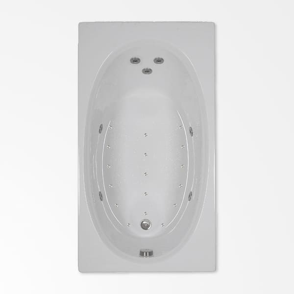 Comfortflo 60 in. Acrylic Rectangular Drop-in Air and Whirlpool Bathtub ...