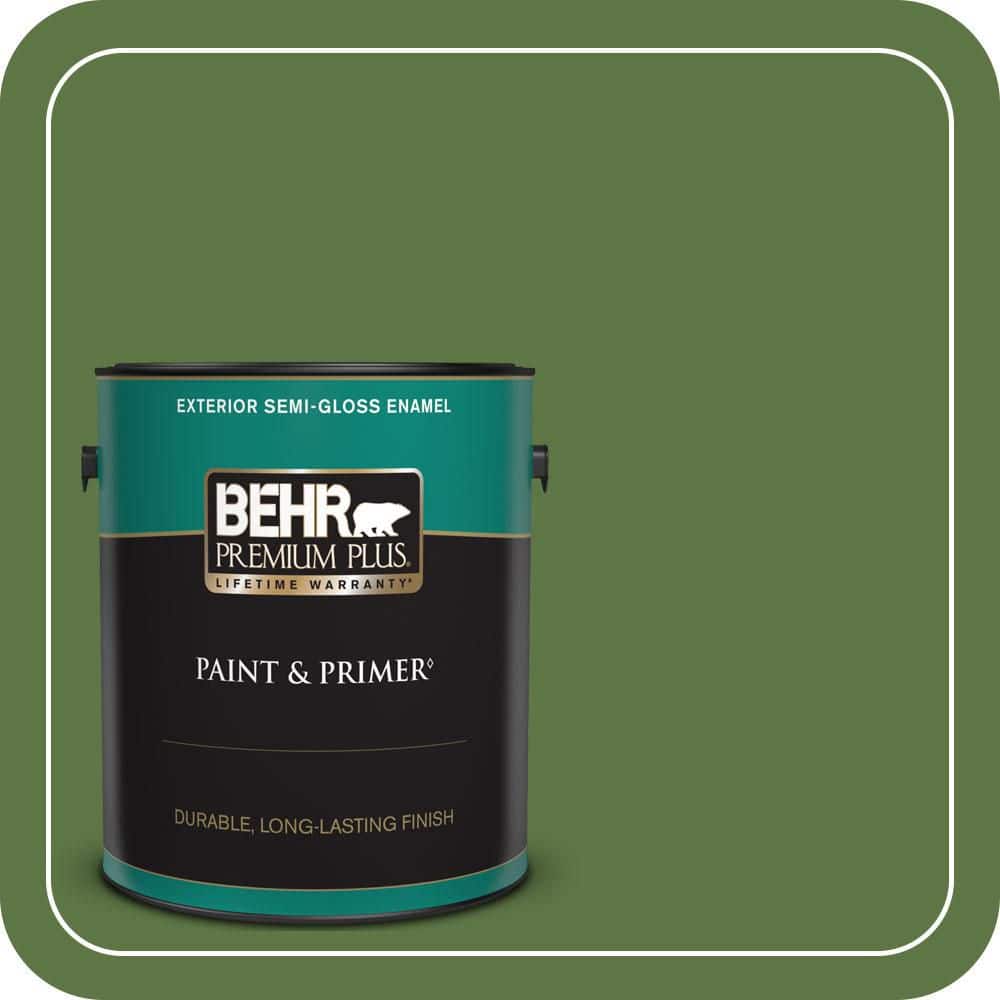 BEHR PREMIUM PLUS 1 gal. #420D-7 Dill Pickle Semi-Gloss Enamel Exterior ...
