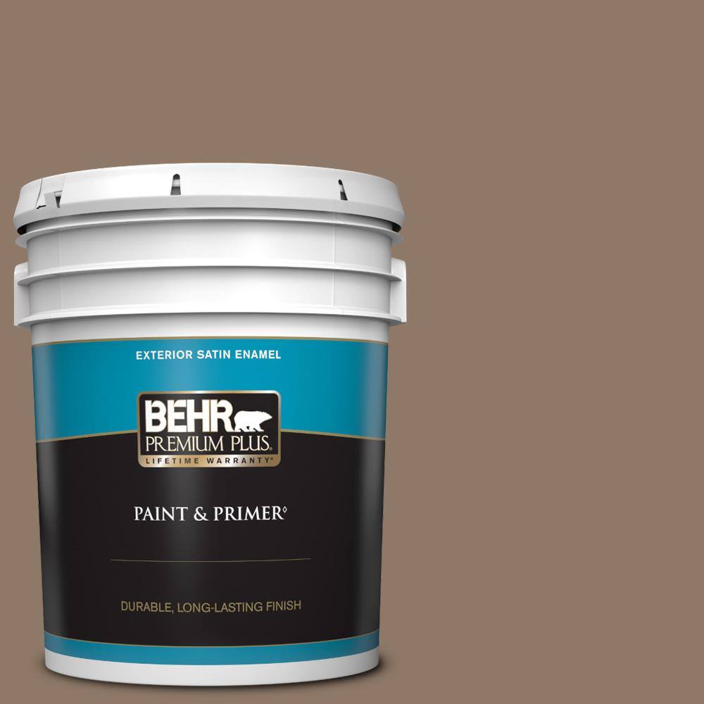 BEHR PREMIUM PLUS 5 gal. #PPU5-05 Coconut Shell Satin Enamel Exterior ...