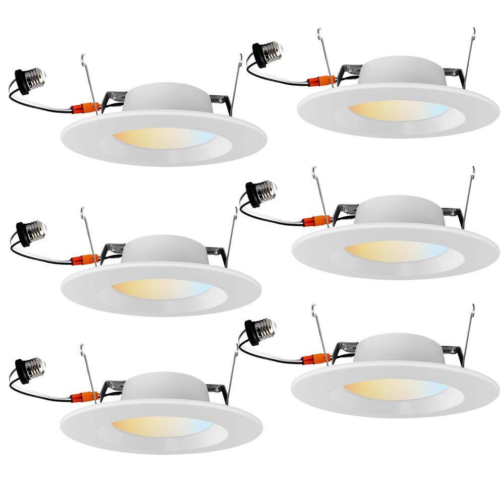 Sunlite 5 in. or 6 in. White Integrated LED Recessed Retrofit Downlight ...