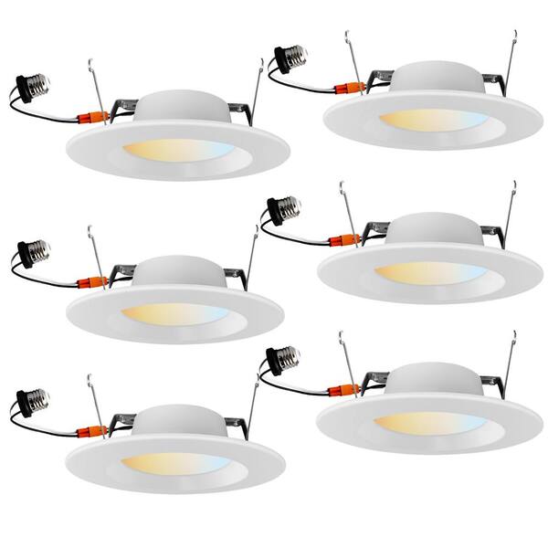 Sunlite 5 in. or 6 in. White Integrated LED Recessed Retrofit Downlight ...