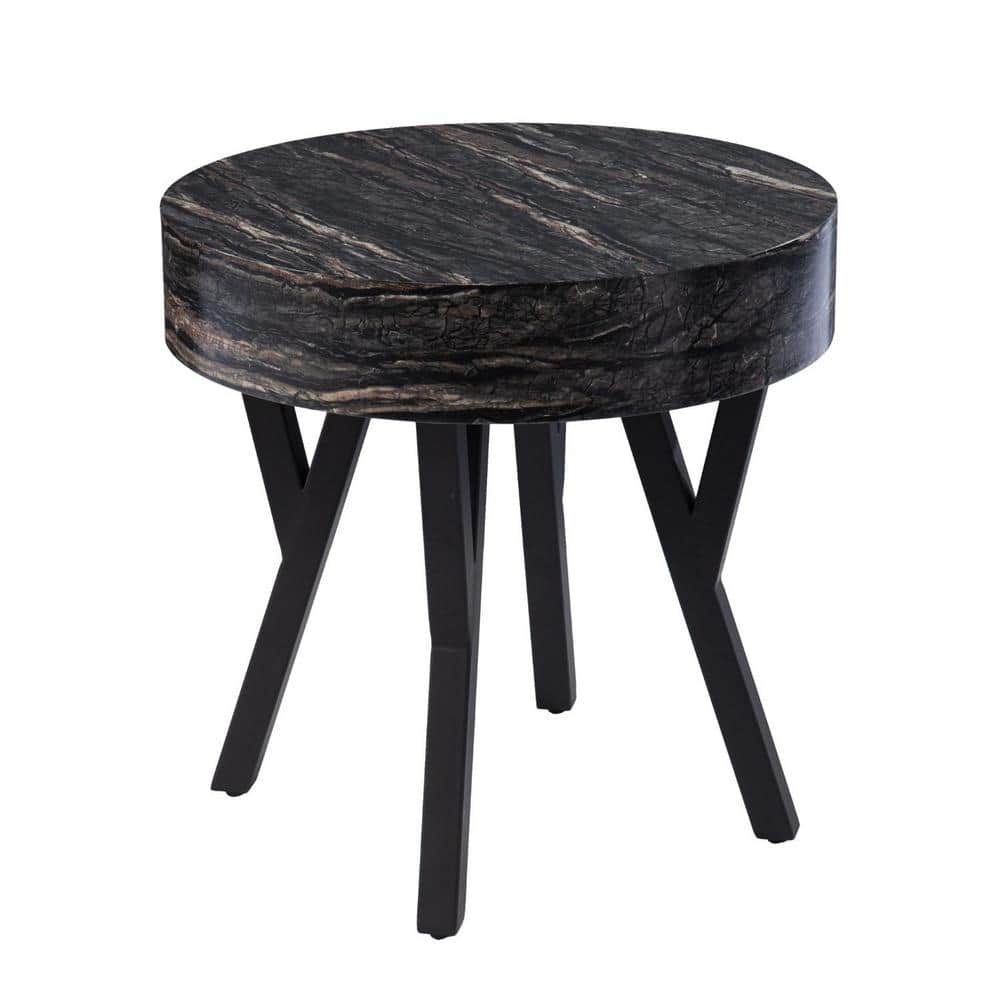 HomeRoots Amelia 19.75 in. W Black 19.75 in. L Round Particle Board End ...
