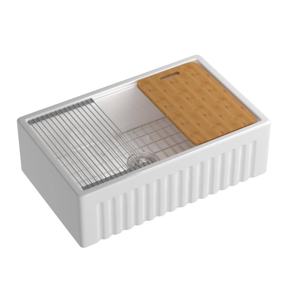 NTQ 30 in. Farmhouse Sinks for Kitchens Single Bowl Fireclay Sink White ...