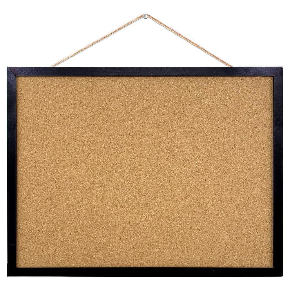 Afoxsos 14.6 x 11 Rectangular Black Cork Board Oak Wood Finish Frame ...