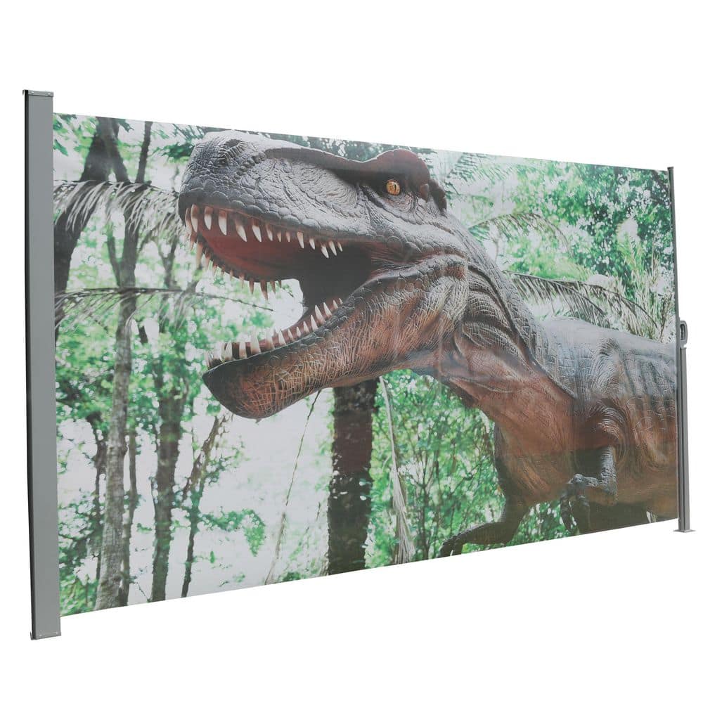 71 in. x 138 in. Metal Gray Retractable Privacy Fence Screen Mesh ...