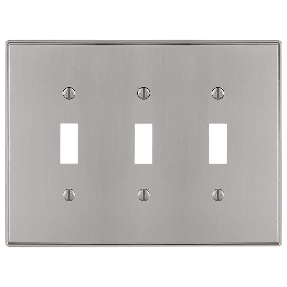 AMERELLE Ansley 3-Gang Brushed Nickel Toggle Cast Metal Wall Plate ...