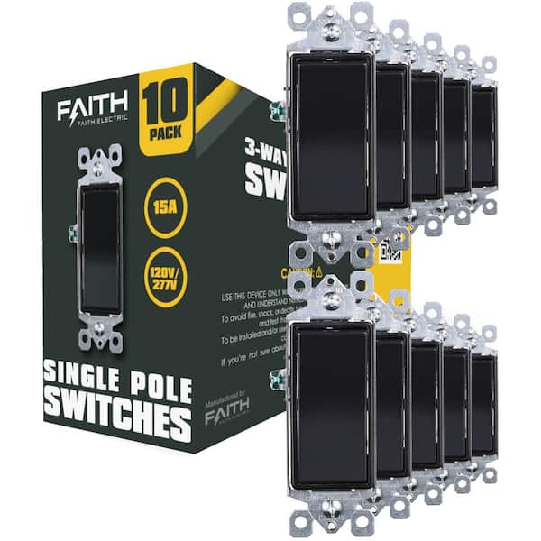 Faith Decorator 15 Amp Single-Pole Paddle/Rocker Wall Light Switch in ...