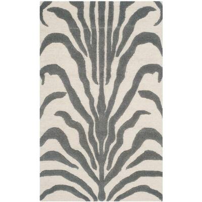 SAFAVIEH Cambridge Ivory/Dark Gray 5 ft. x 8 ft. Animal Print Area Rug ...