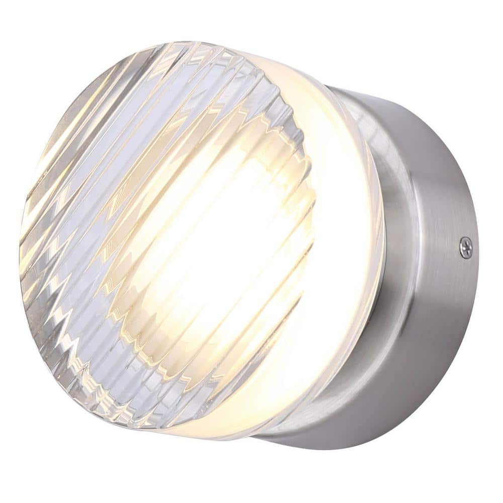 CANARM BENNI 5.375 in. 1-Light Brushed Nickel Integrated LED Wall-Light ...