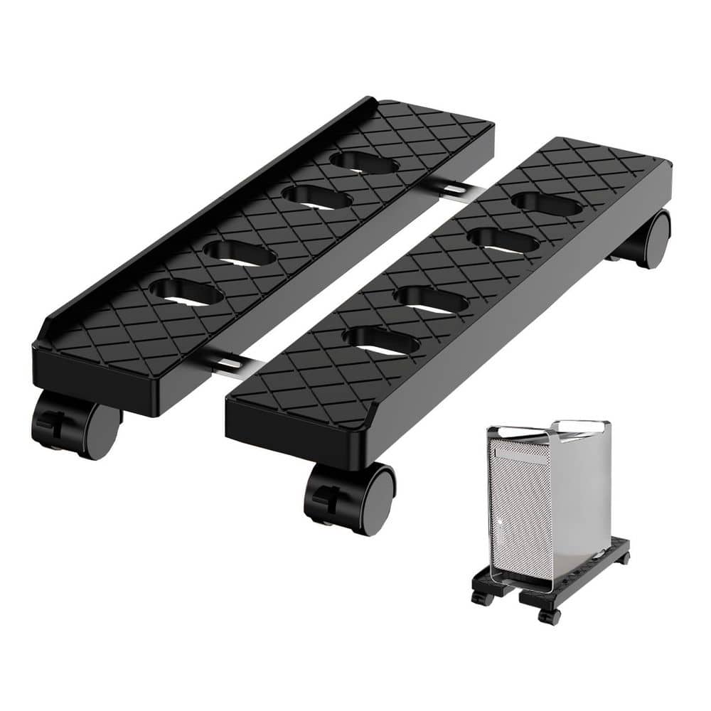 BIBIVIS Black ABS Adjustable Mobile Computer Cart, Ventilated Computer ...