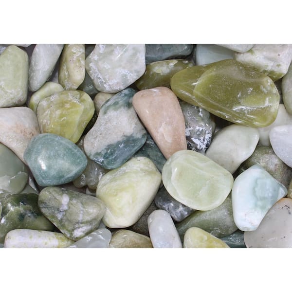 EXOTIC Polished Jade Pebbles 1 in. to 2 in. Landscape Decorative Stone ...