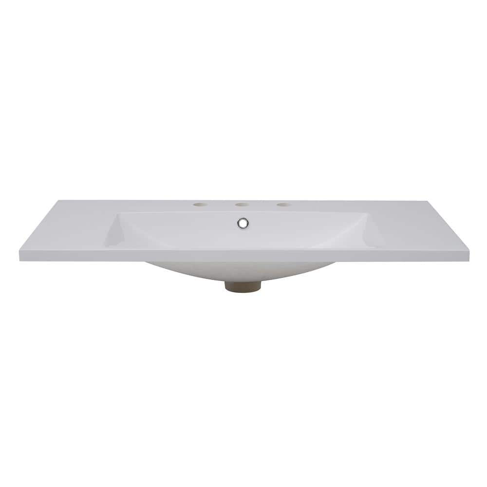 TCYO 36 in. Undermount Rectangular Bathroom Sink with Overflow in White ...