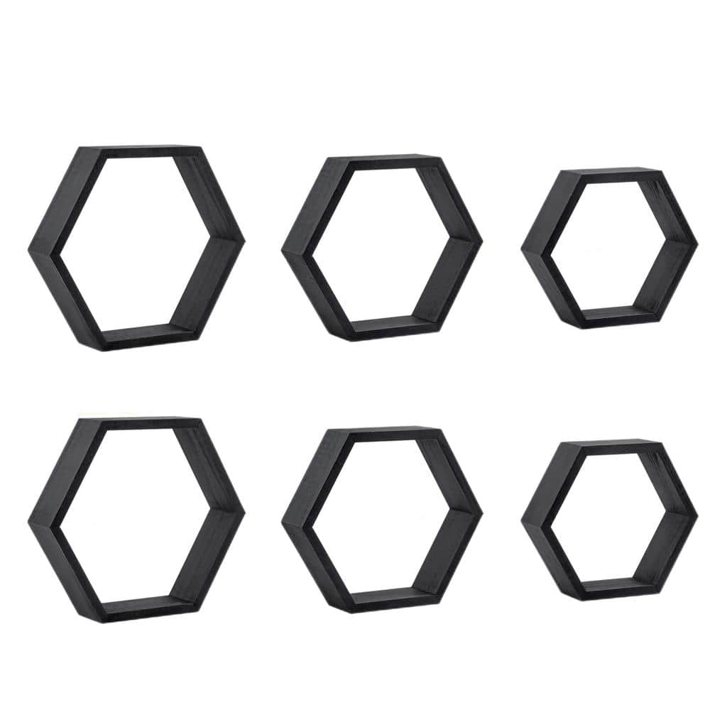 Oumilen Hexagon Floating Shelves Set of 6 Honeycomb Shelves for Wall ...