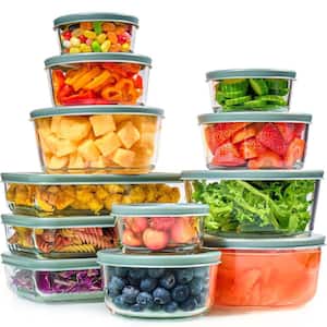 EATEX 24-Pack Glass Food Storage Containers with Lids EX-GC-24PC-BLK ...