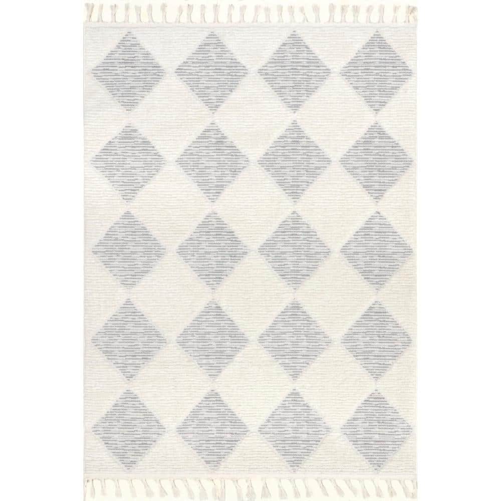 nuLOOM Marissa High/Low Diamond Tassel Off White 8 ft. x 10 ft ...