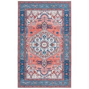 SAFAVIEH Arizona Rust/Navy 8 ft. x 10 ft. Traditional Medallion Machine ...