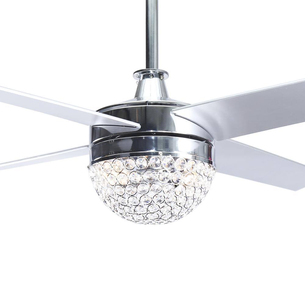 matrix decor 48 in. Indoor Chrome Crystal Ceiling Fan with Light and ...