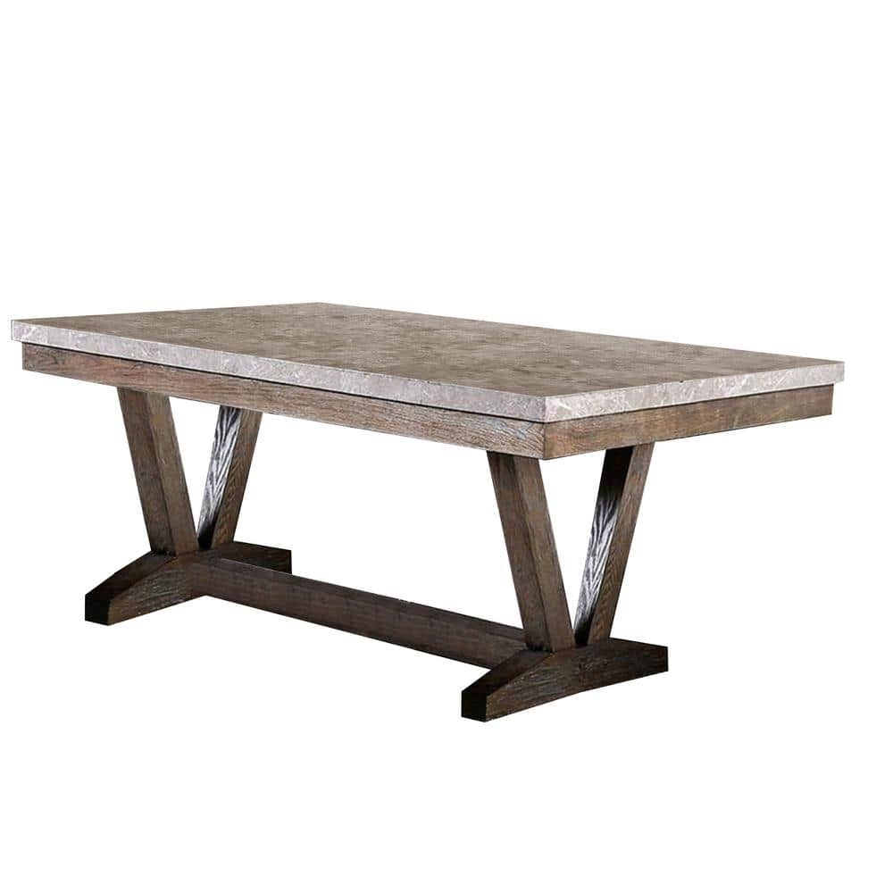 Benjara Transitional Style 30.5 in. H Brown and Gray Solid Wood Dining ...