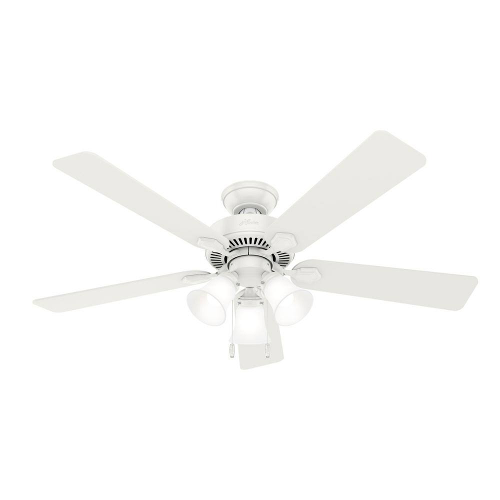 Hunter Swanson 52 in. Fresh White Indoor Ceiling Fan with LED Light Kit ...