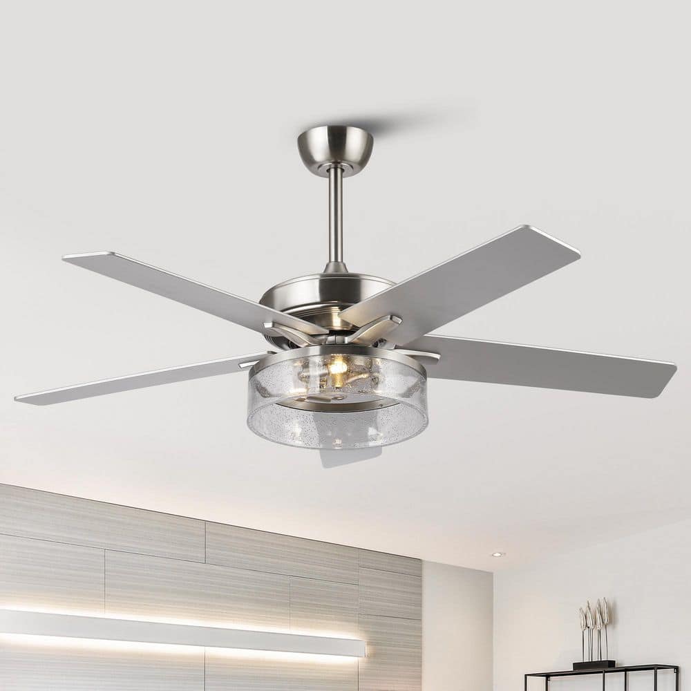 Parrot Uncle 52 in. Sand Nickel Downrod Mount Standard Ceiling Fan with ...