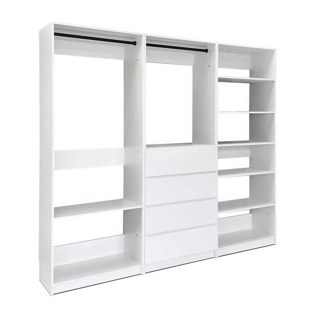 Klair Living Prosper 96 in. W White Tower System Freestanding-Shelf ...