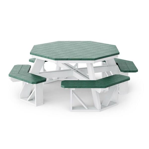 Wildridge Heritage 87 in. Turf Green and White Octagon HDPE Plastic ...
