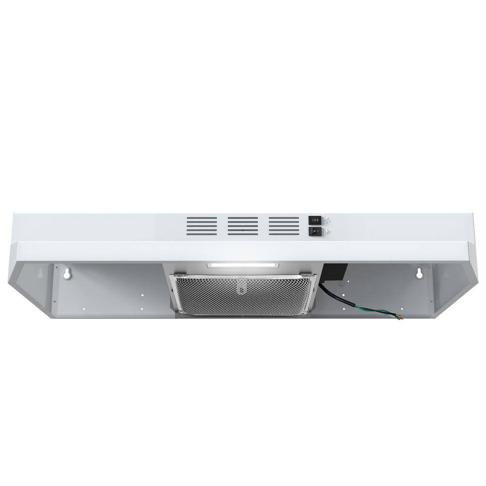 AKDY 30 in. White Under Cabinet Range Hood with Charcoal Filter RH0332W ...