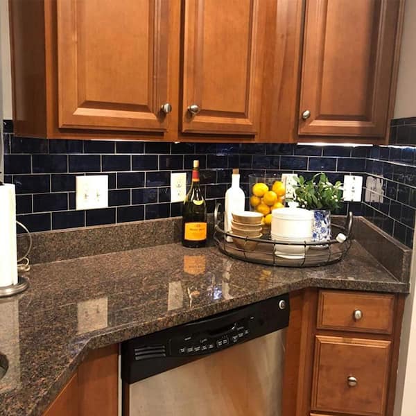 Deep Blue Peel and Stick Backsplash, 12.6 in. x 10.6 in. Self-Adhesive ...
