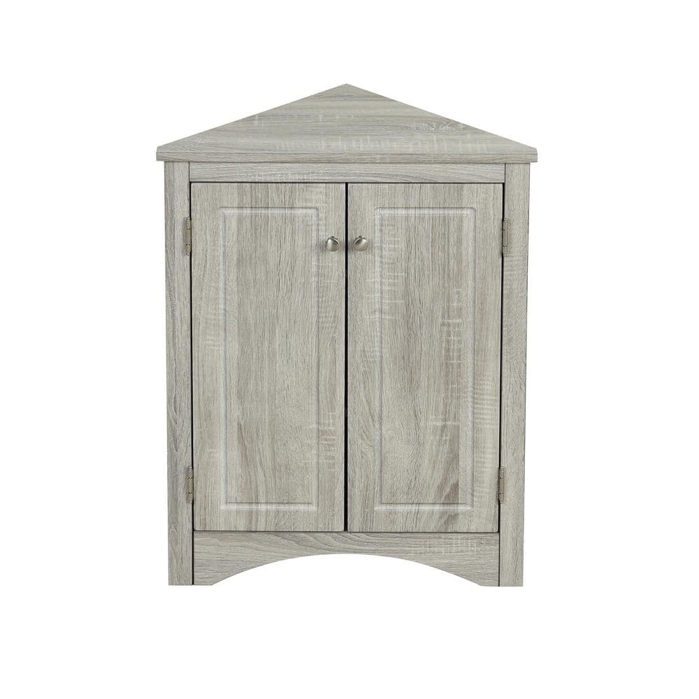 mieres Oak Corner Triangle Bathroom Storage Cabinet With Adjustable ...